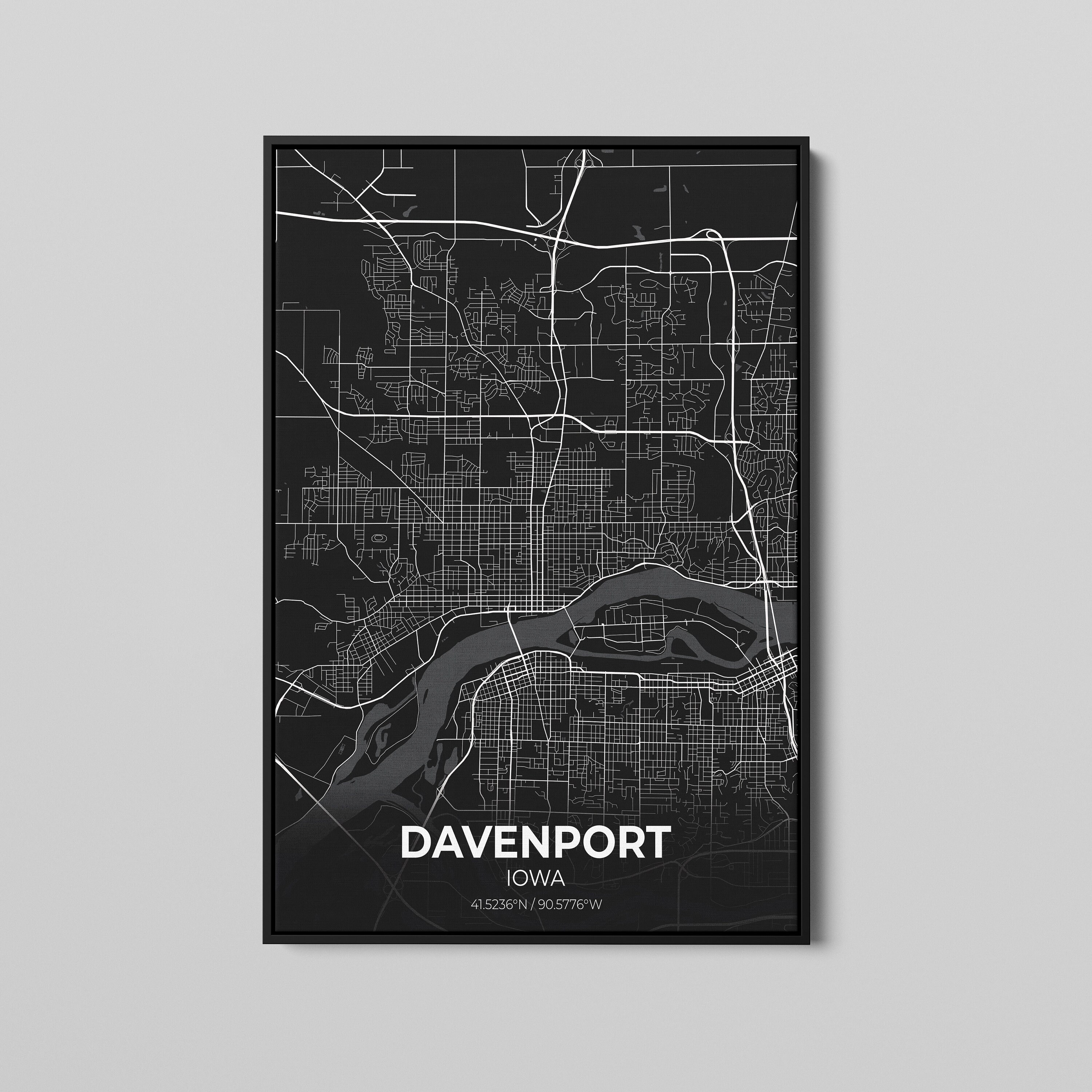 Davenport Iowa City Map Poster Art Map of Davenport Poster - Etsy