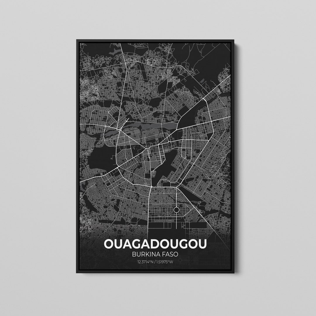Ouagadougou Burkina Faso City Map Poster Art, Map of Ouagadougou ...