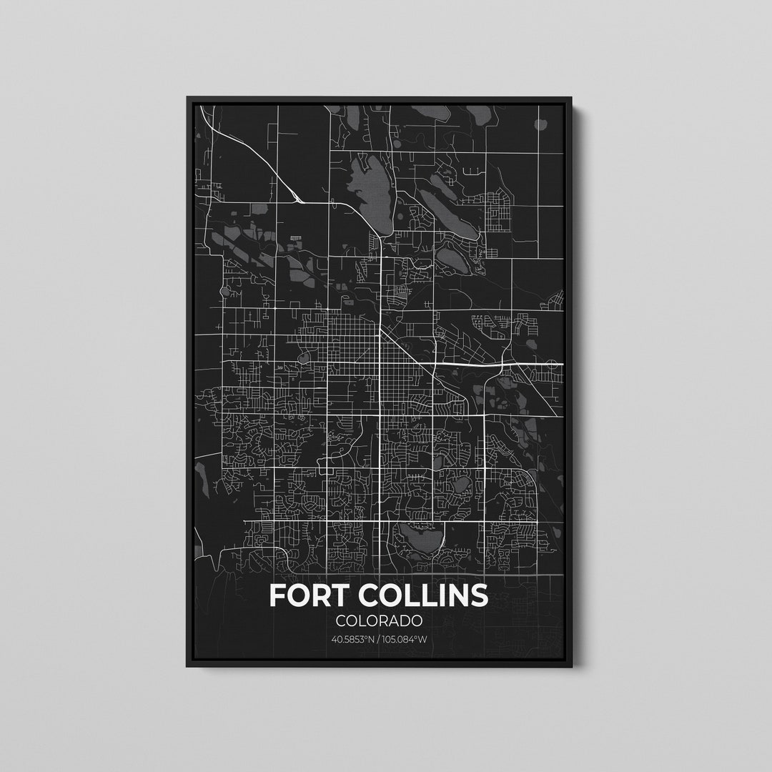 Fort Collins Colorado City Map Poster Art, Map of Fort Collins, Poster ...