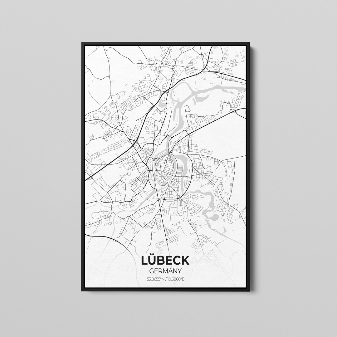 Lubeck Germany City Map Poster Art, Map of Lubeck, Poster City Map Art ...