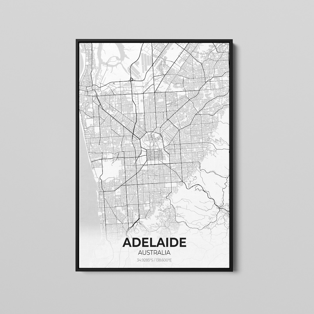 Adelaide Australia City Map Poster Art, Map of Adelaide, Poster City ...