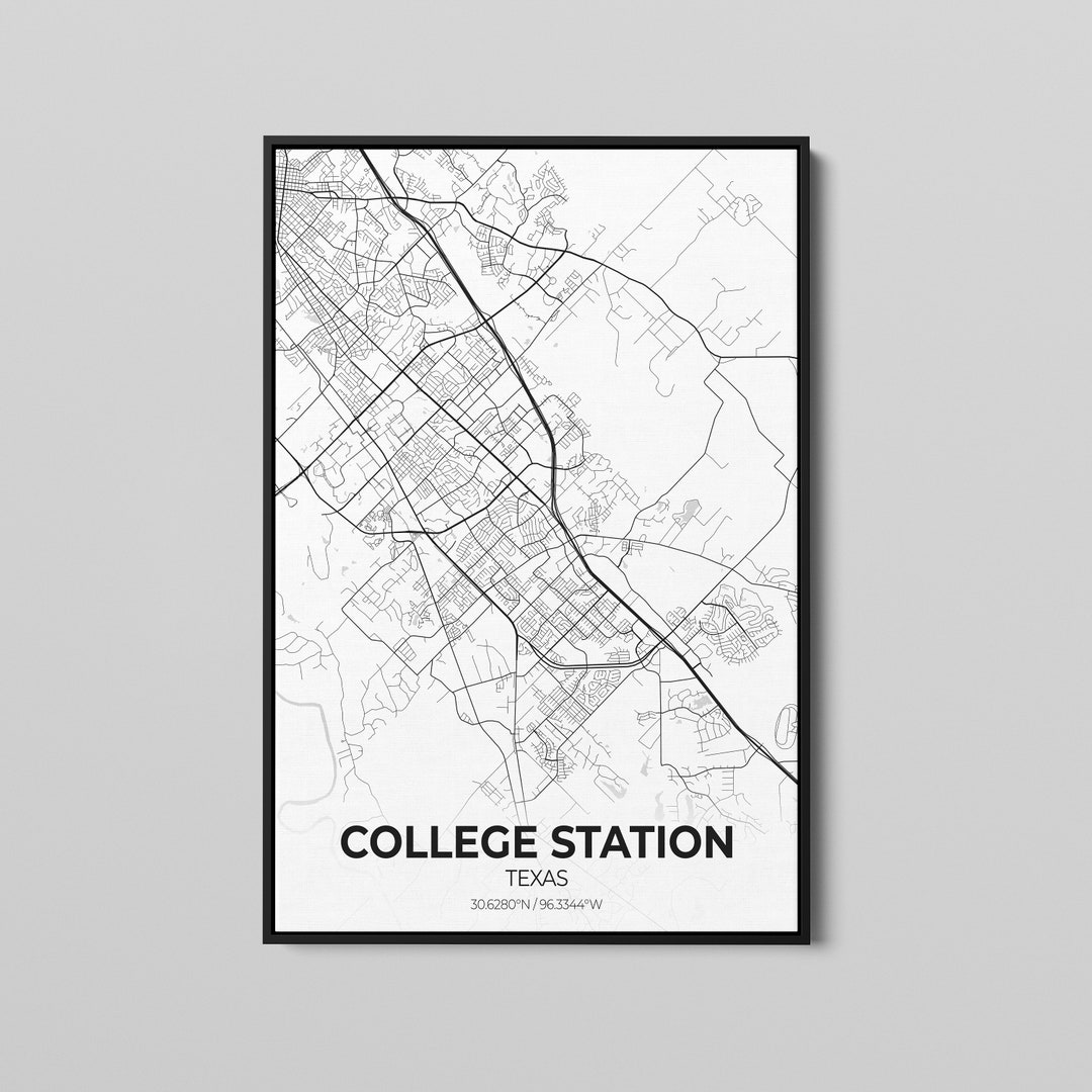 College Station City Map Poster Art Map of College Station - Etsy