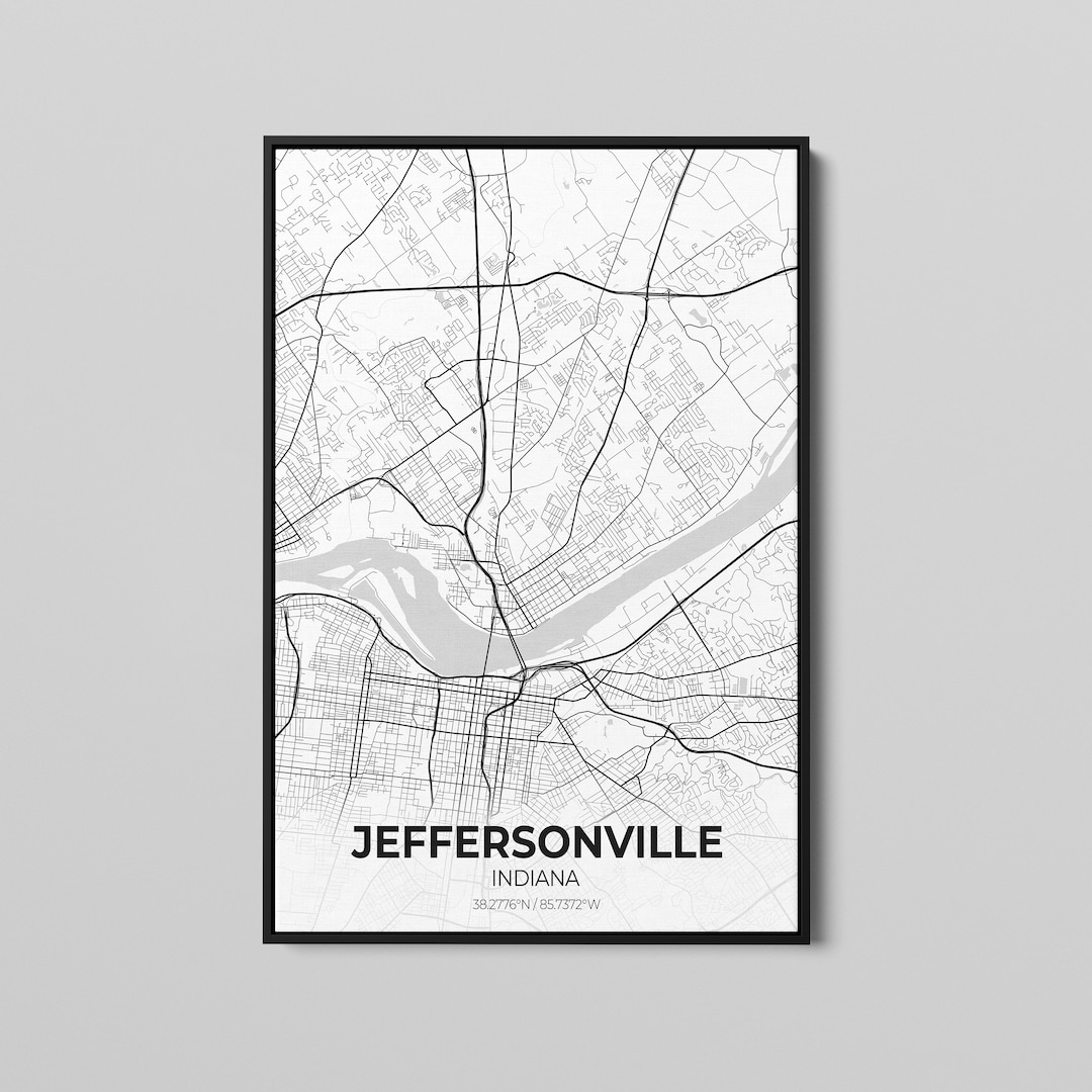 Jeffersonville City Map Poster Art Map of Jeffersonville - Etsy