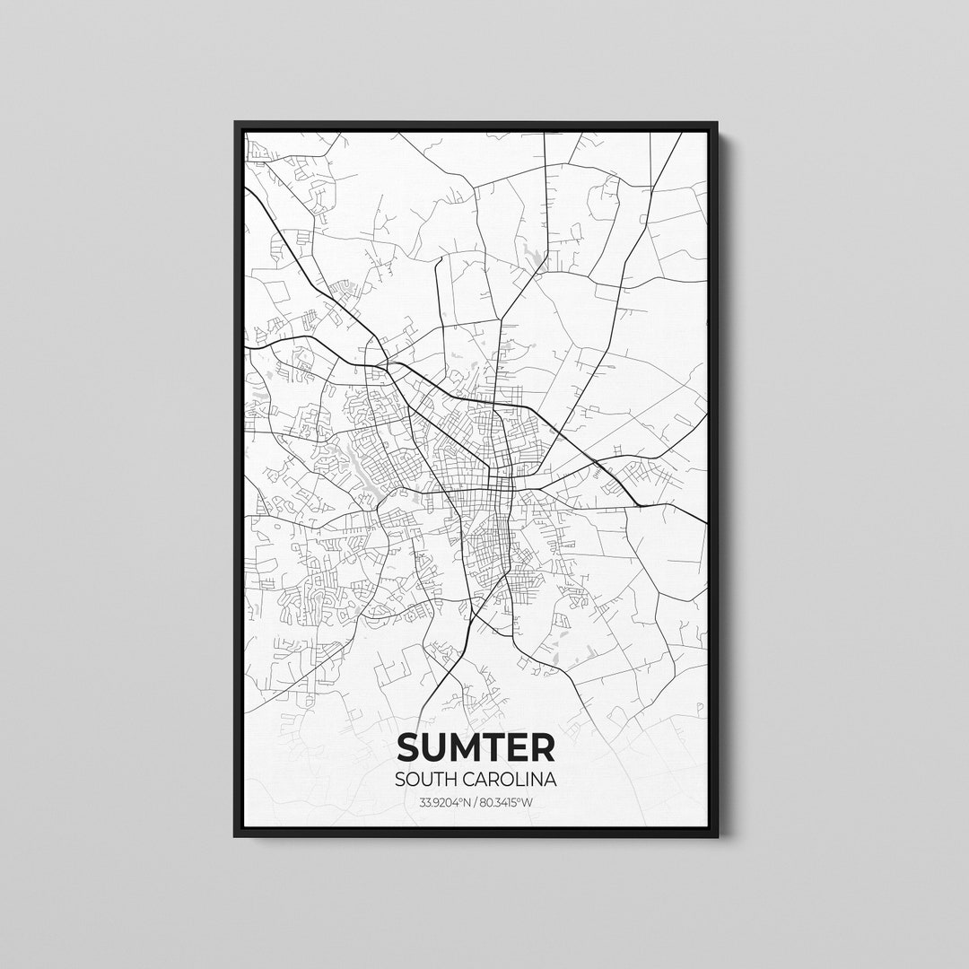 Sumter South Carolina City Map Poster Art Map of Sumter - Etsy