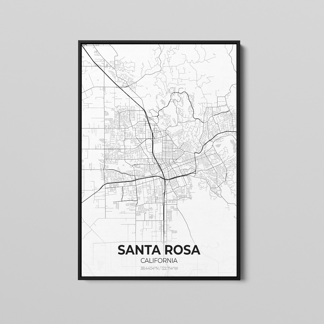 Santa Rosa California City Map Poster Art Map of Santa Rosa - Etsy