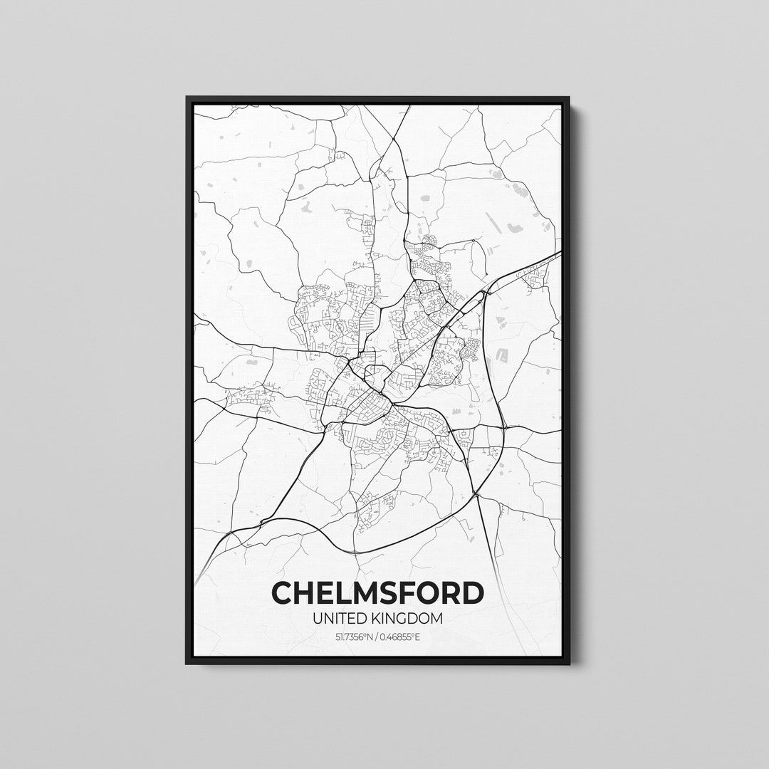 Chelmsford UK City Map Poster Art, Map of Chelmsford, Poster City Map ...