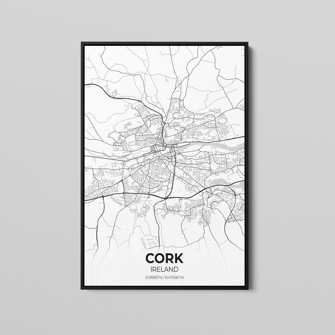 Cork Ireland City Map Poster Art, Map of Cork, Poster City Map Art ...