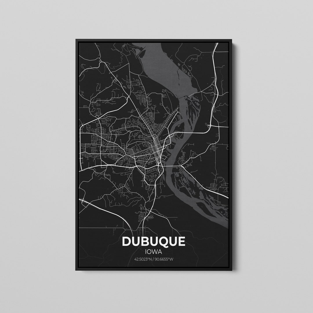 Dubuque Iowa City Map Poster Art, Map of Dubuque, Poster City Map Art ...