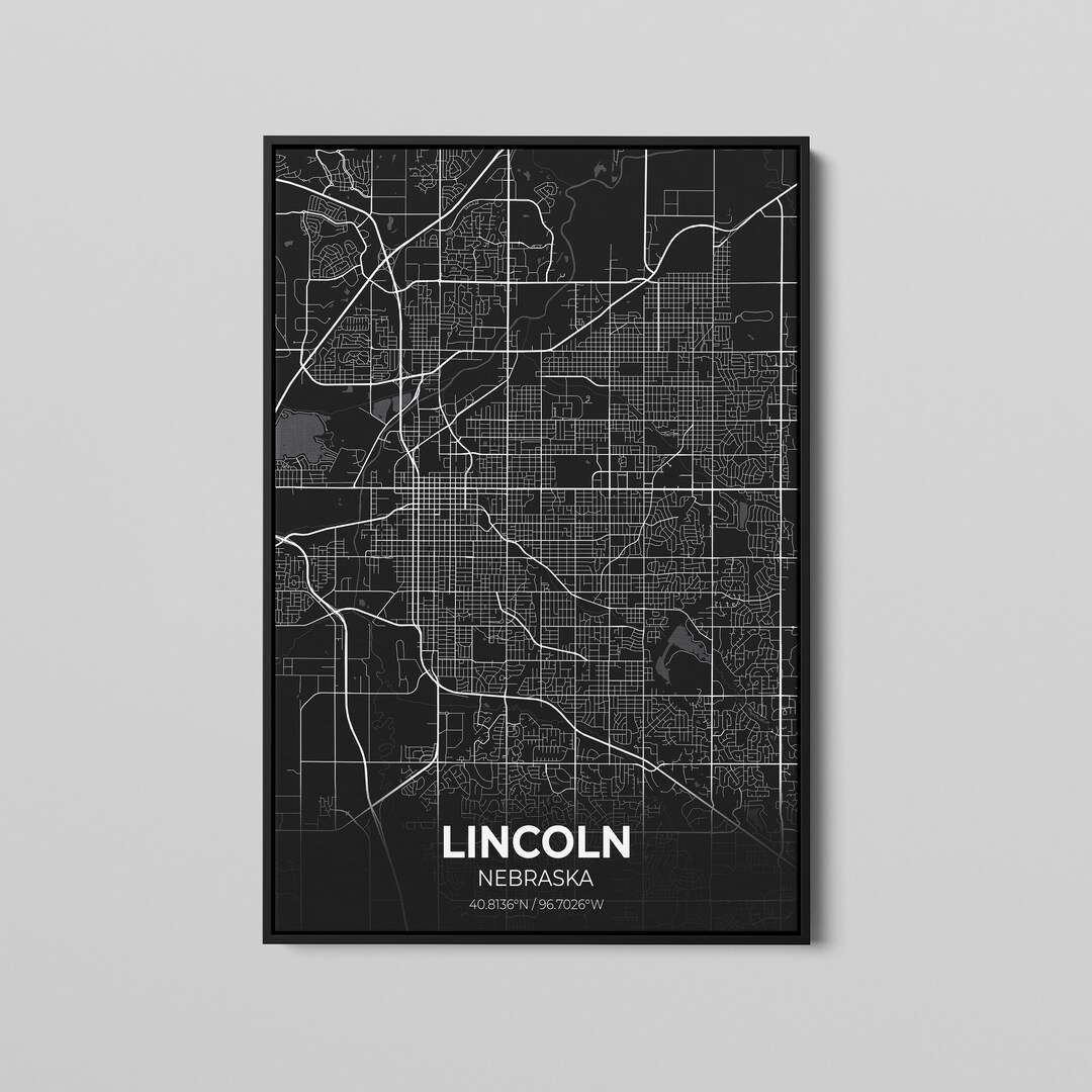 Lincoln Nebraska City Map Poster Art, Map of Lincoln, Poster City Map ...