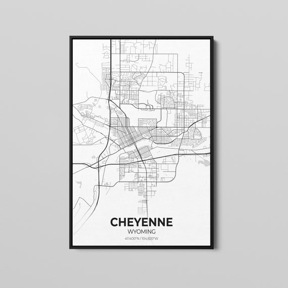 Cheyenne Wyoming City Map Canvas Art Map of Cheyenne Canvas - Etsy