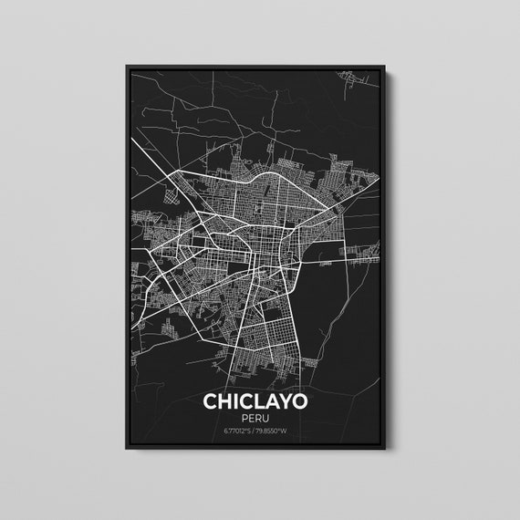 Chiclayo Peru City Map Canvas Art Map of Chiclayo Canvas - Etsy