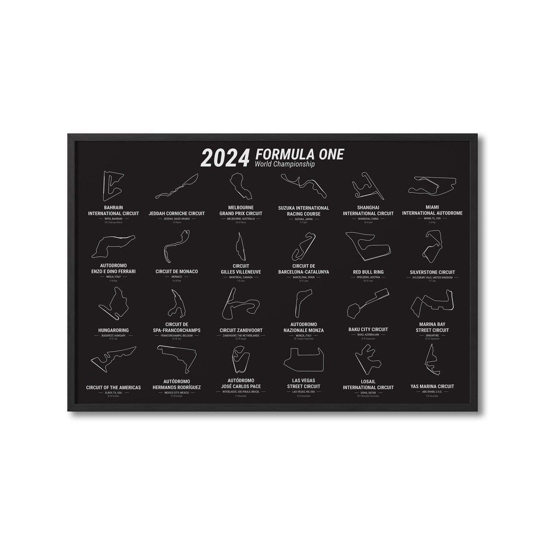 Formula 1 2024 Calendar / Formula 1 2024 Season Tracks Print / - Etsy UK