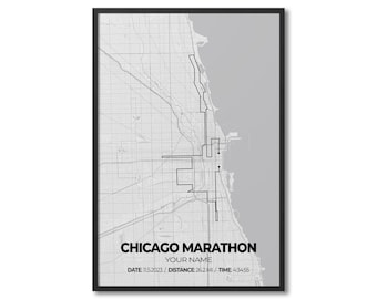 Chicago Marathon / Personalised Route Map - Etsy