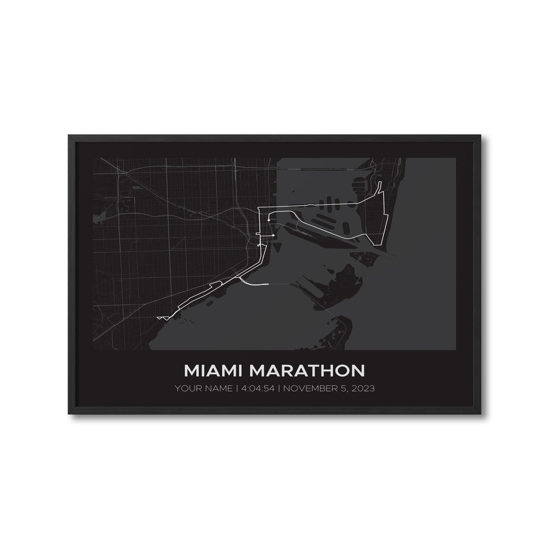 Custom Miami Marathon, Personalized Marathon Route Map, Strava Route ...