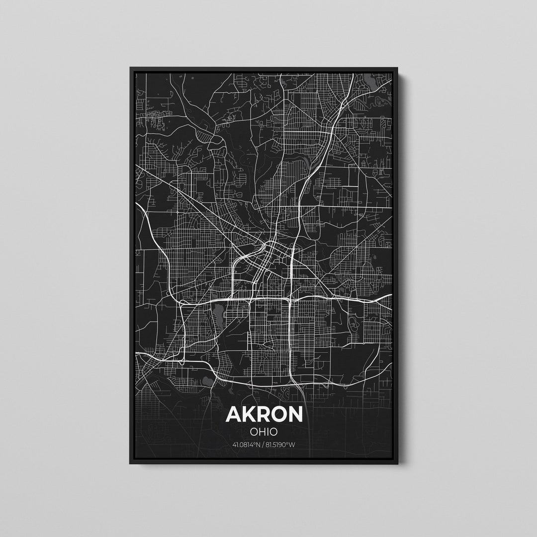 Akron Ohio City Map Poster Art Map of Akron Poster City Map - Etsy