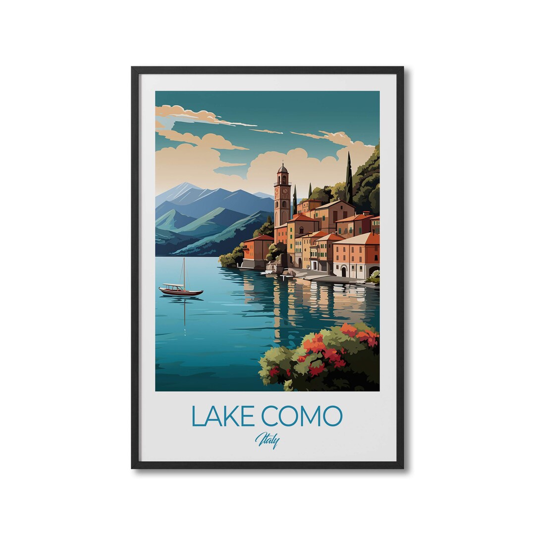 Lake Como Italy Travel Art Lake Como Travel Print Lake Como - Etsy