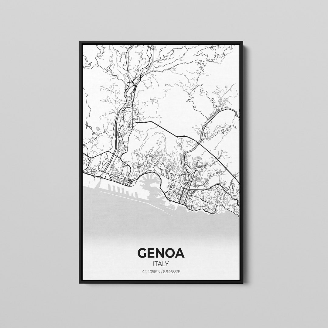 Genoa Italy City Map Poster Art, Map of Genoa, Poster City Map Art ...