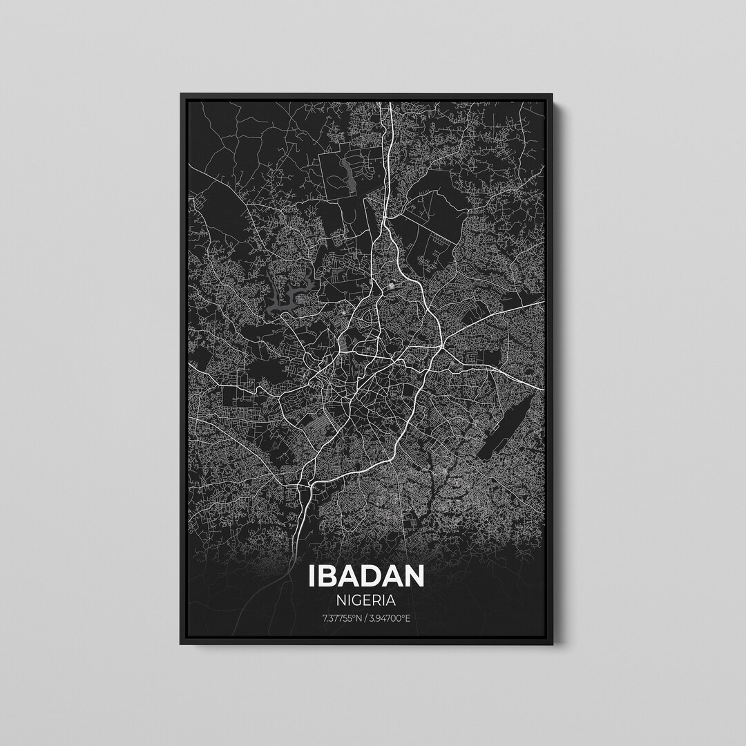 Ibadan Nigeria City Map Poster Art, Map of Ibadan, Poster City Map Art ...