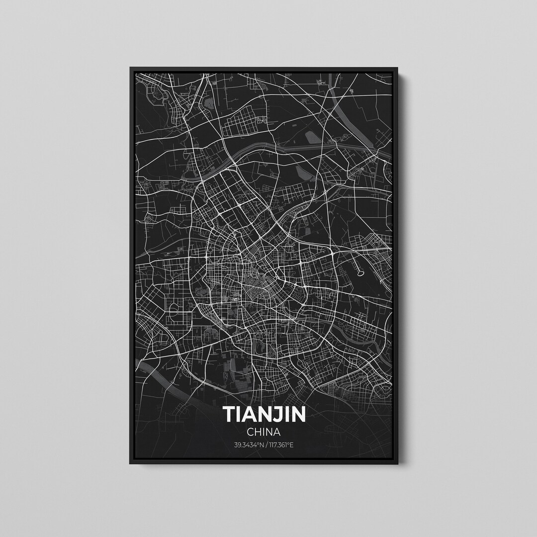 Tianjin China City Map Poster Art, Map of Tianjin, Poster City Map Art ...