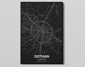 Dothan City Map Art - Etsy