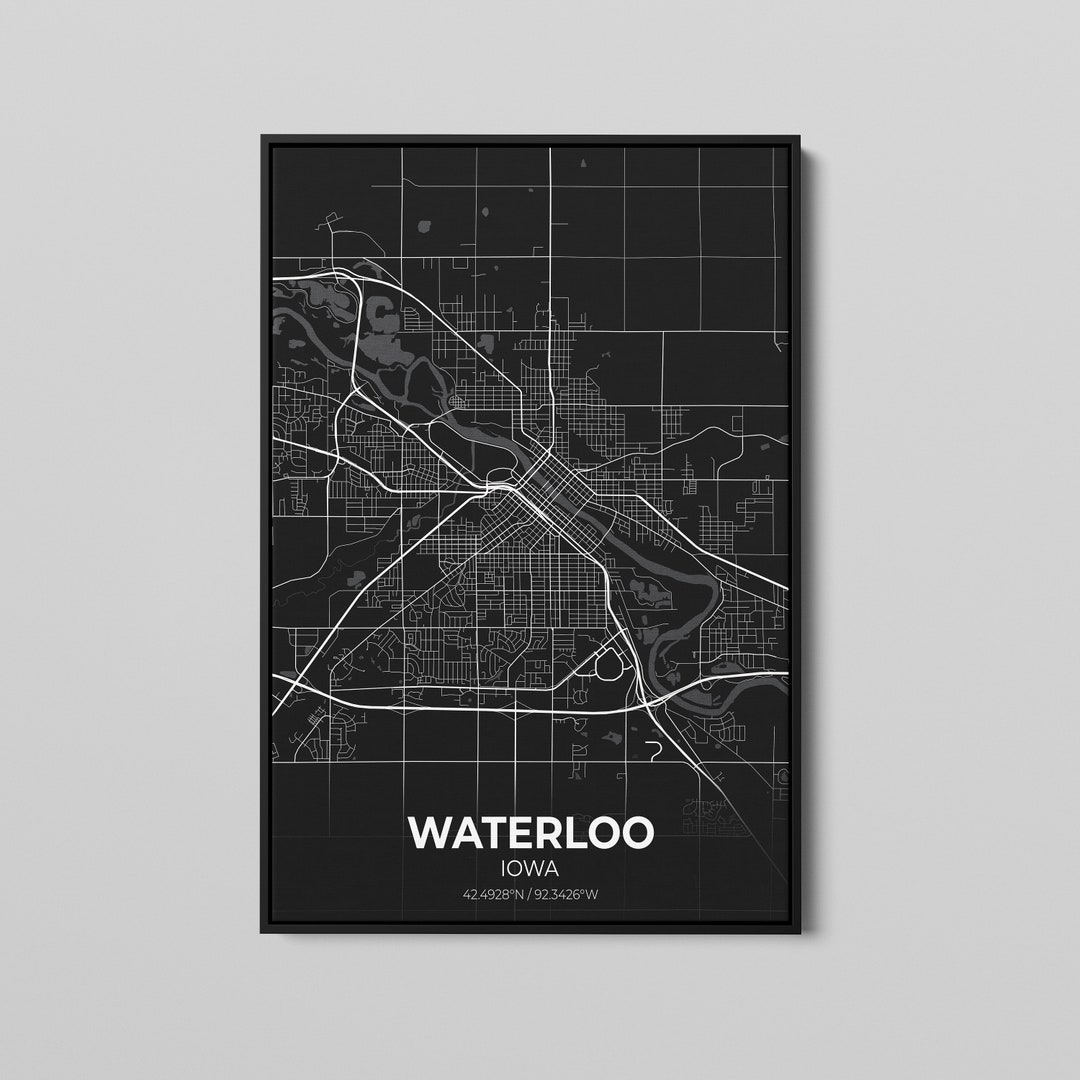 Waterloo Iowa City Map Poster Art, Map of Waterloo, Poster City Map Art ...