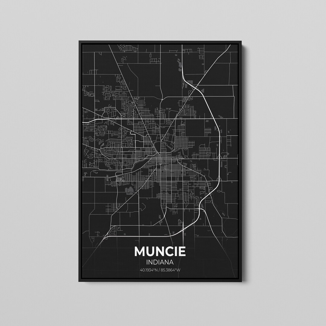 Muncie Indiana City Map Canvas Art Map of Muncie Canvas City - Etsy