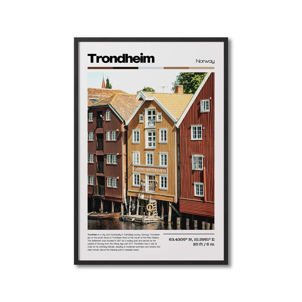 Trondheim Travel Poster - Etsy