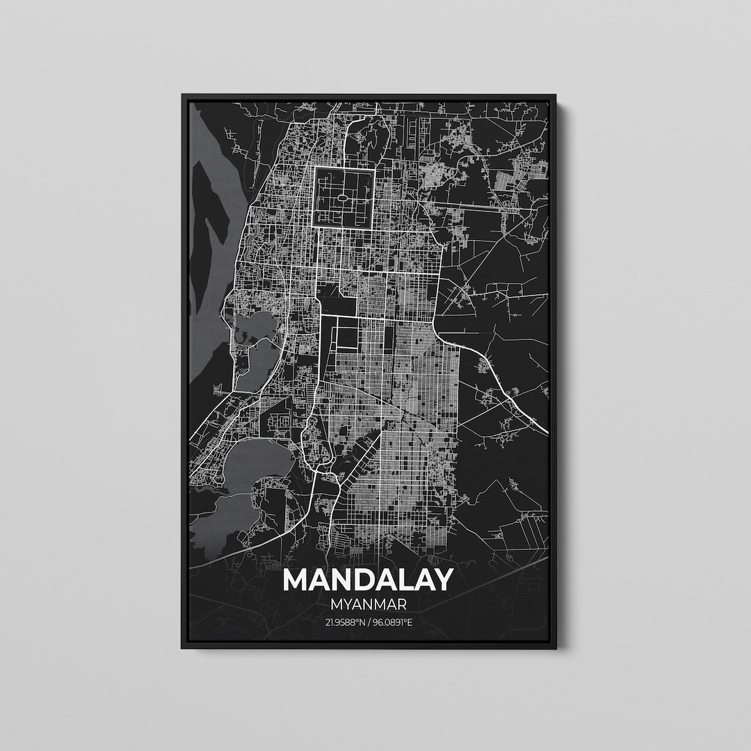 Mandalay Myanmar City Map Canvas Art Map of Mandalay Canvas - Etsy