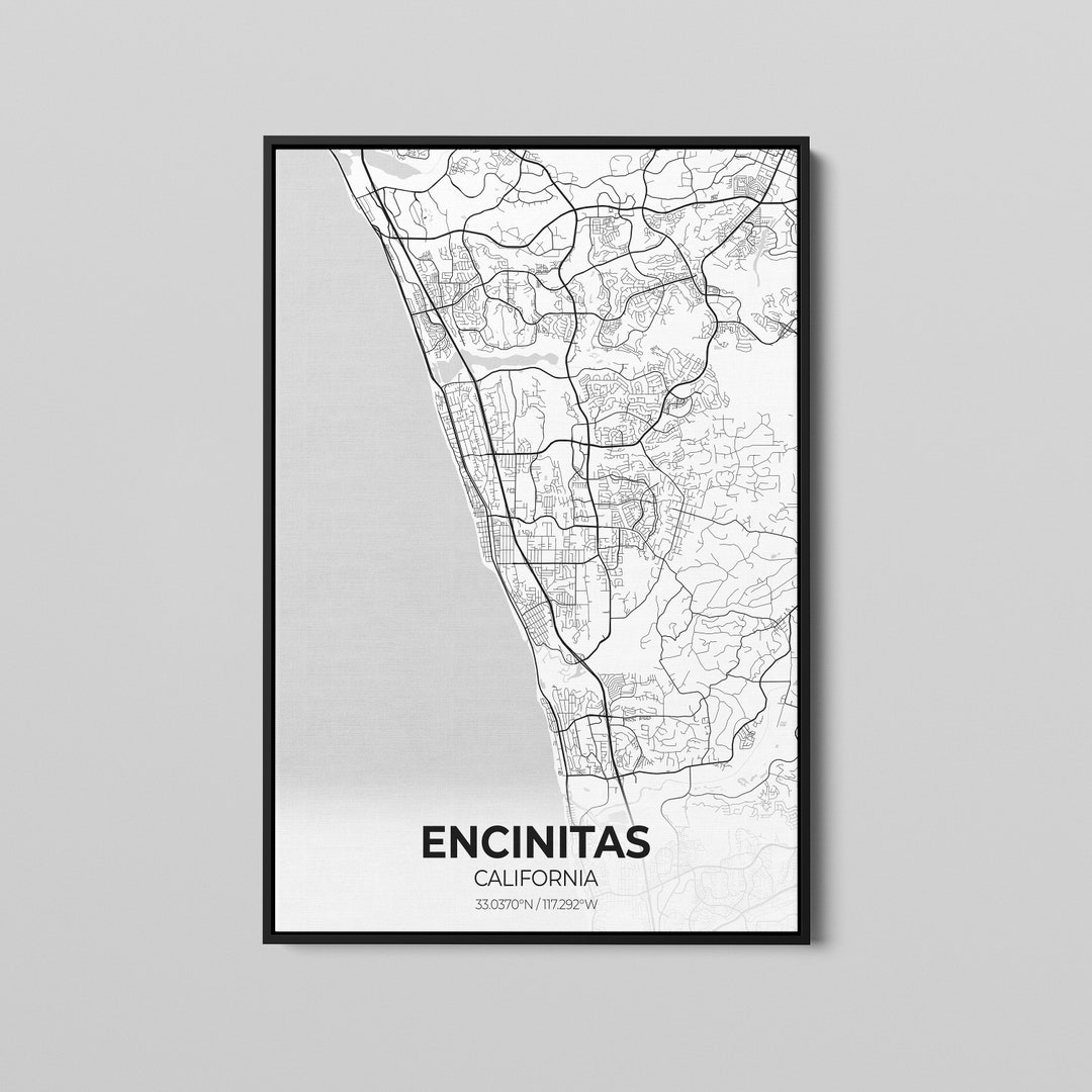 Encinitas California City Map Poster Art, Map of Encinitas, Poster City ...
