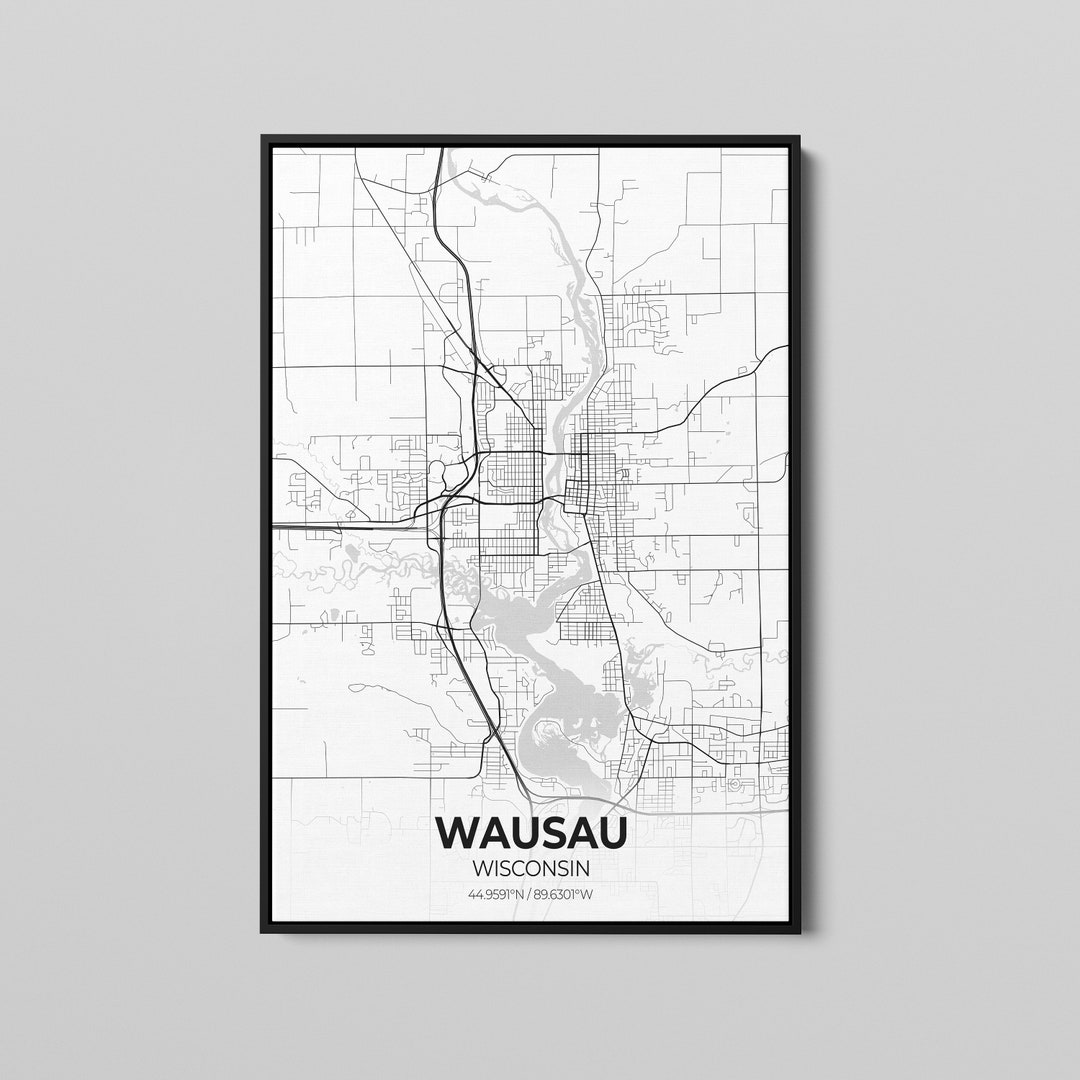 Wausau Wisconsin City Map Poster Art, Map of Wausau, Poster City Map ...