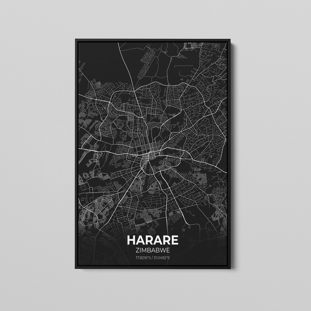 Harare Zimbabwe City Map Poster Art, Map of Harare, Poster City Map Art ...