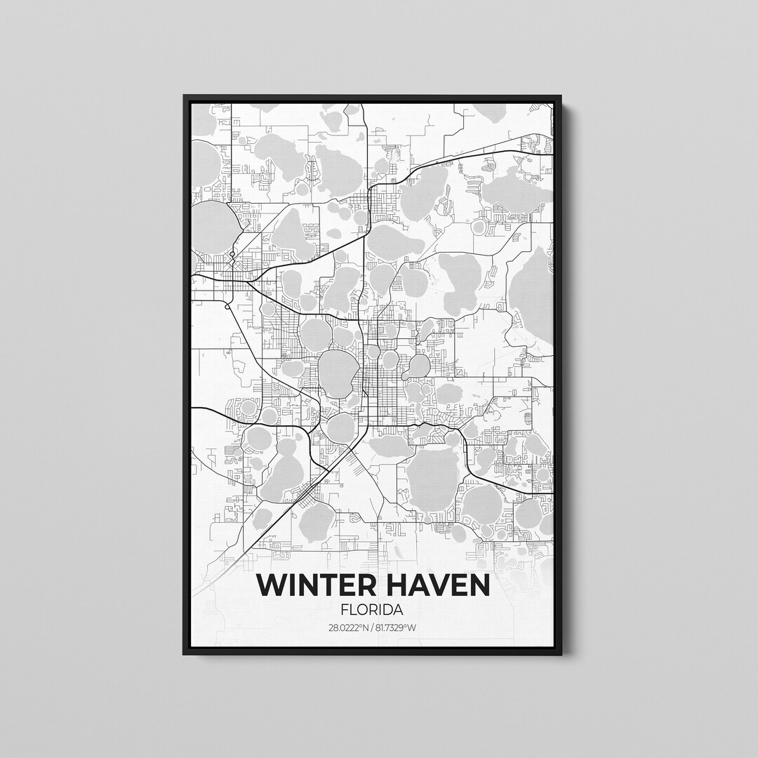 Winter Haven Florida City Map Poster Art, Map of Winter Haven, Poster ...
