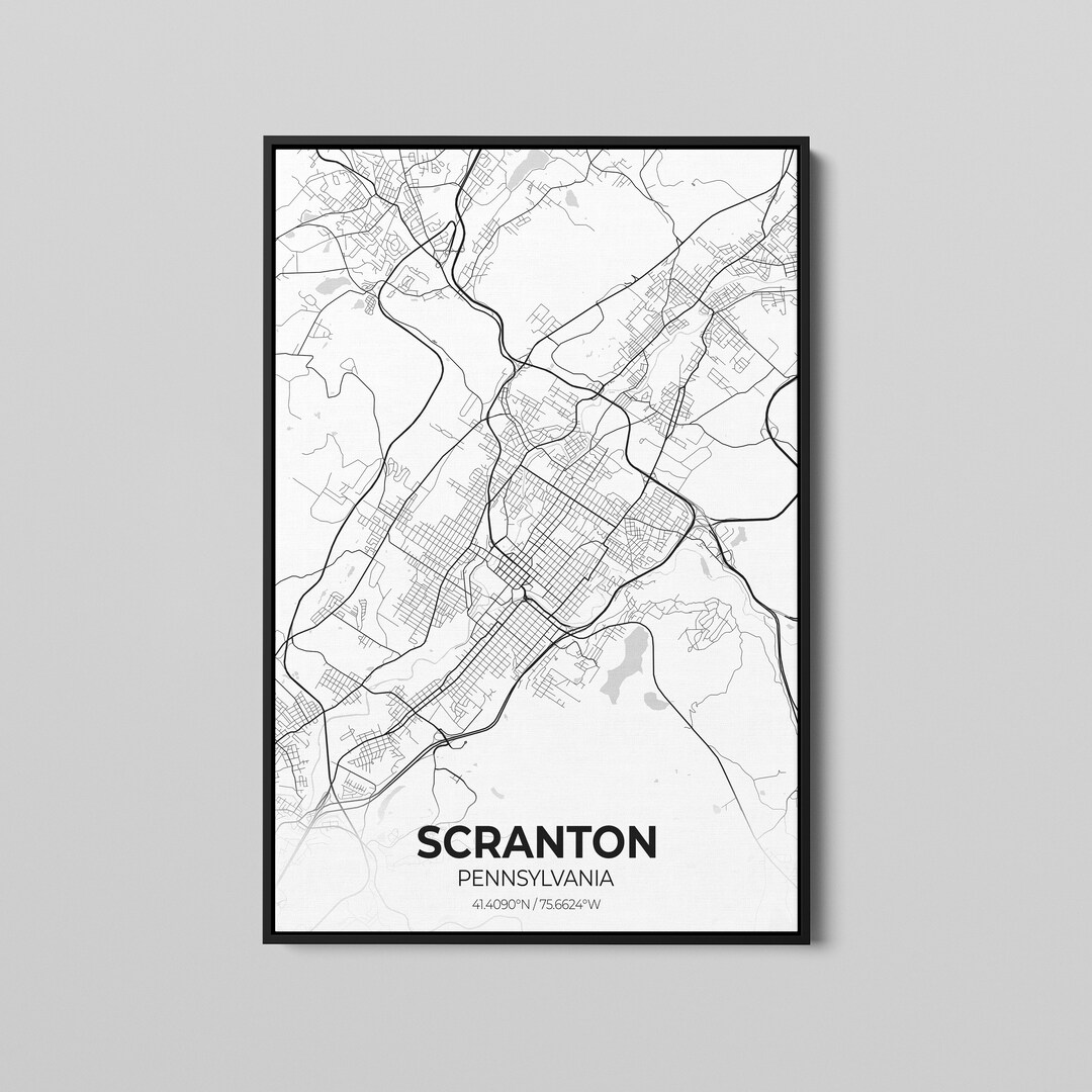 Scranton Pennsylvania City Map Poster Art, Map of Scranton, Poster City ...