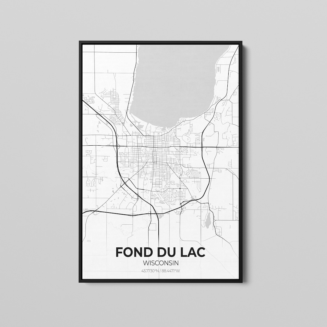 Fond Du Lac City Map Poster Art, Map of Fond Du Lac, Poster City Map ...