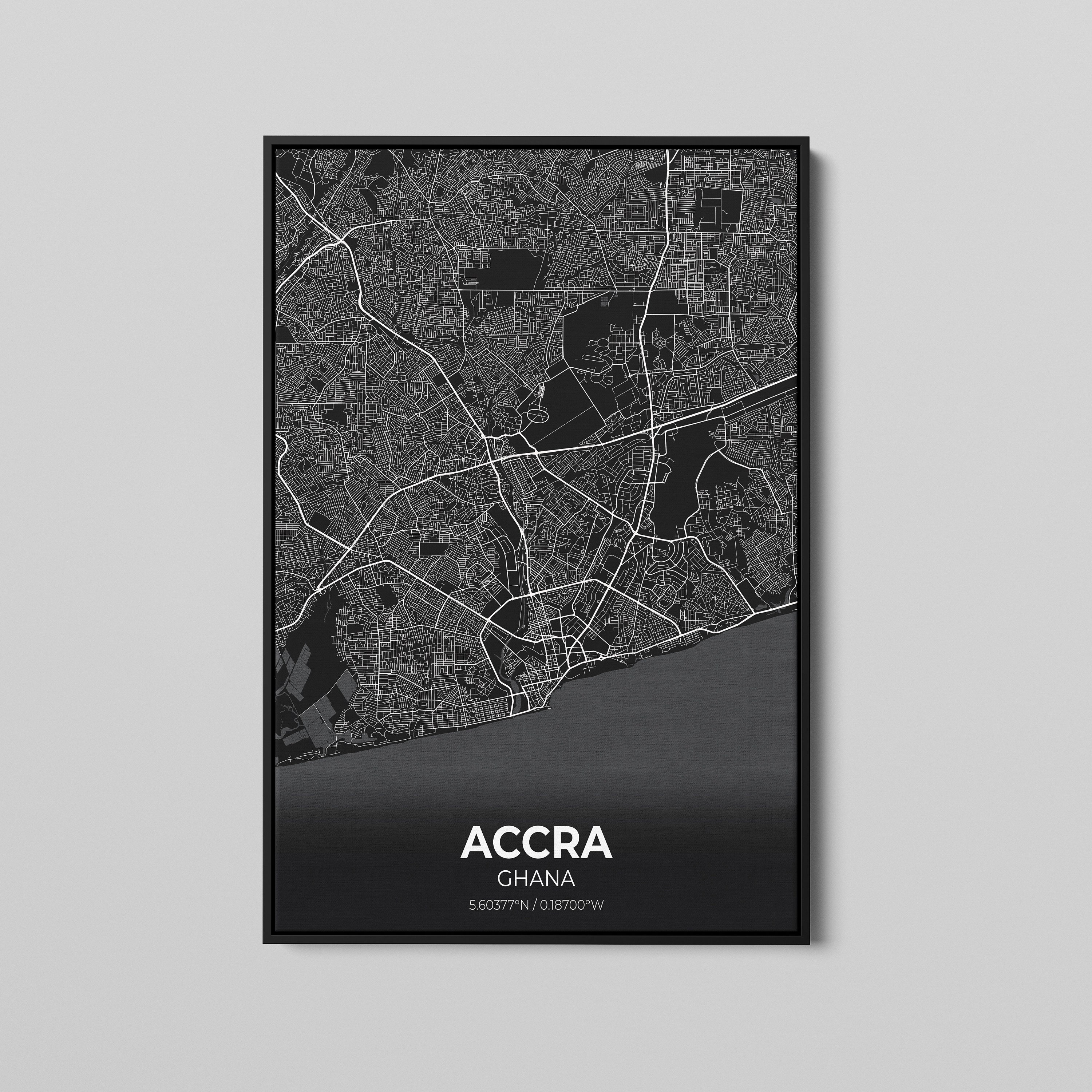Accra Ghana City Map Poster Art, Map of Accra, Poster City Map Art ...