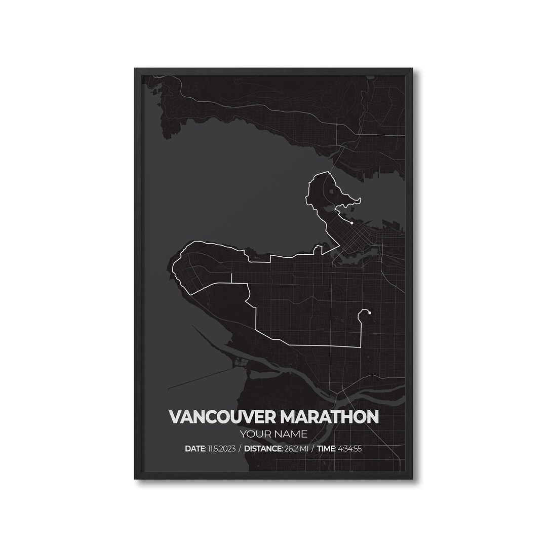 Custom Vancouver Marathon, Personalized Marathon Route Map, Strava ...