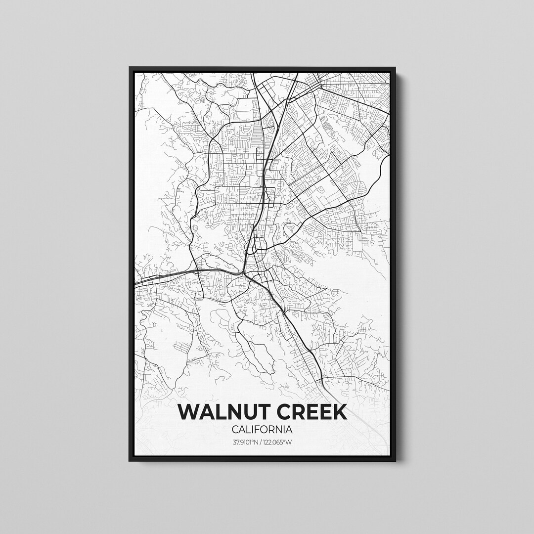 Walnut Creek California City Map Poster Art, Map of Walnut Creek ...