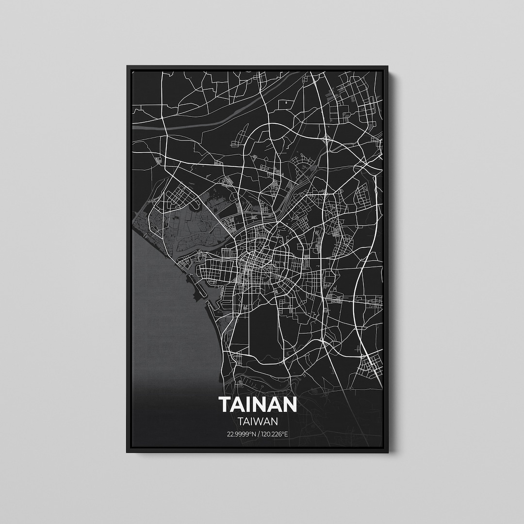 Tainan Taiwan City Map Poster Art, Map of Tainan, Poster City Map Art ...