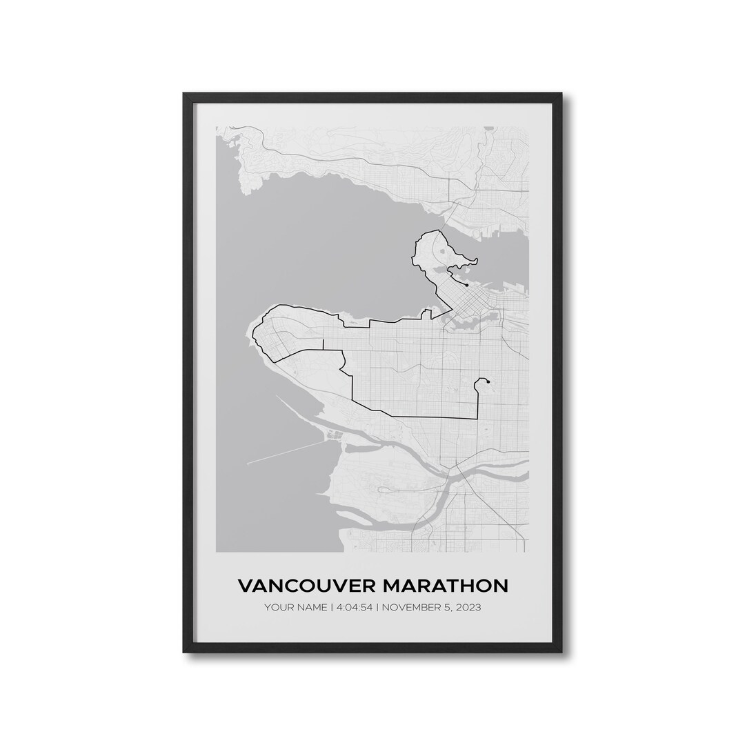 Custom Vancouver Marathon, Personalized Marathon Route Map, Strava ...