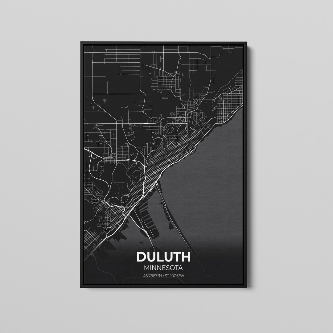 Duluth Minnesota City Map Poster Art, Map of Duluth, Poster City Map ...