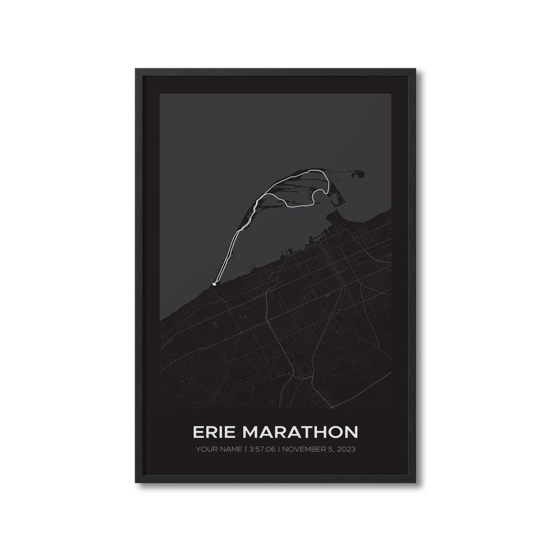 Custom Erie Marathon Print, Personalized Marathon Route Map, Strava ...