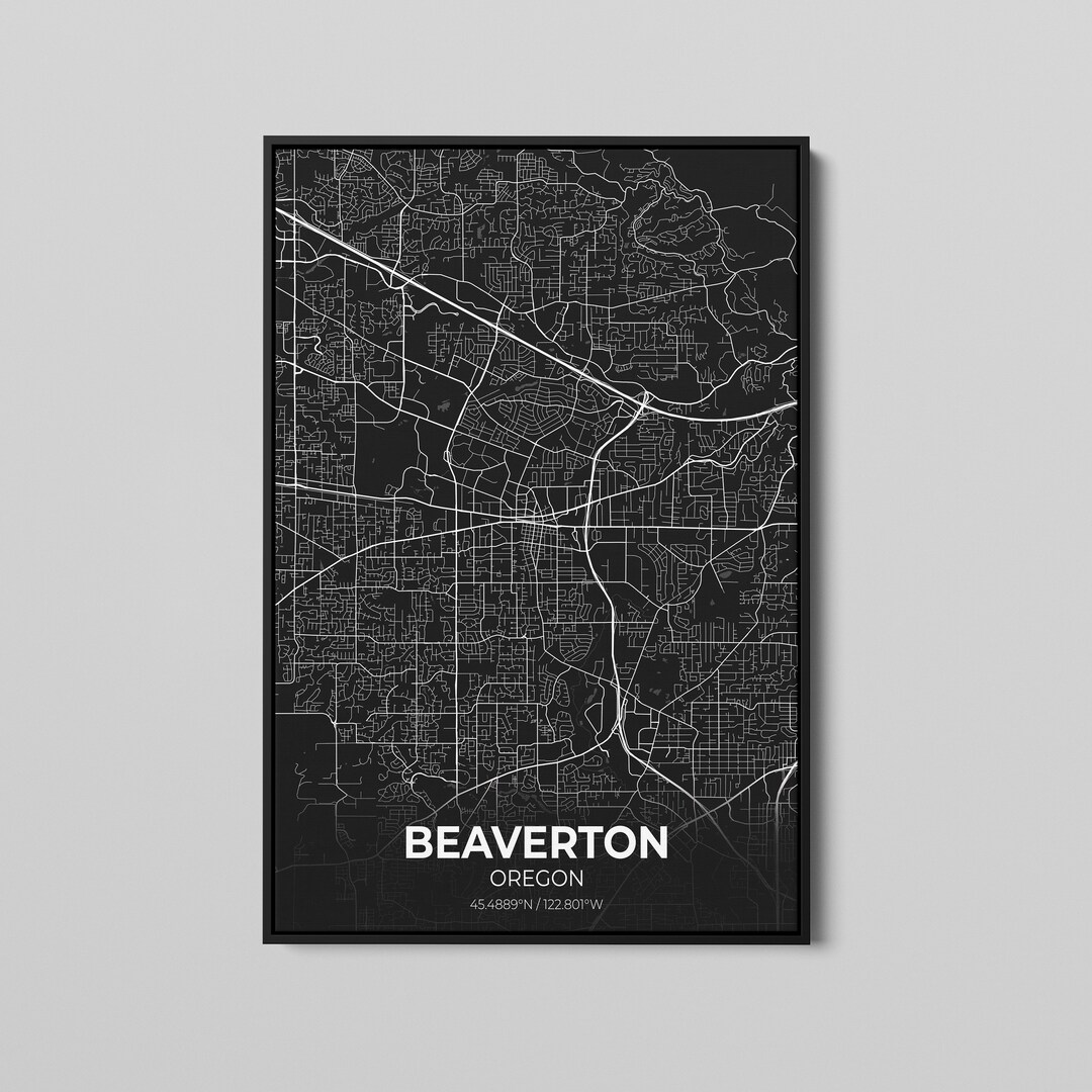 Beaverton Oregon City Map Canvas Art Map of Beaverton Canvas - Etsy