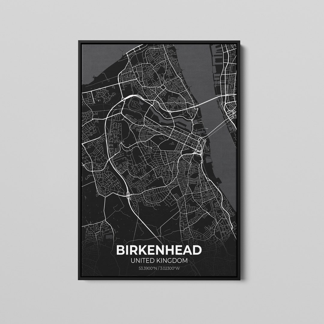 Birkenhead UK City Map Poster Art, Map of Birkenhead, Poster City Map ...