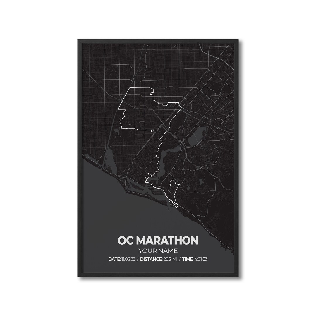 Custom OC Marathon Print, Personalized Marathon Route Map, Strava Route ...