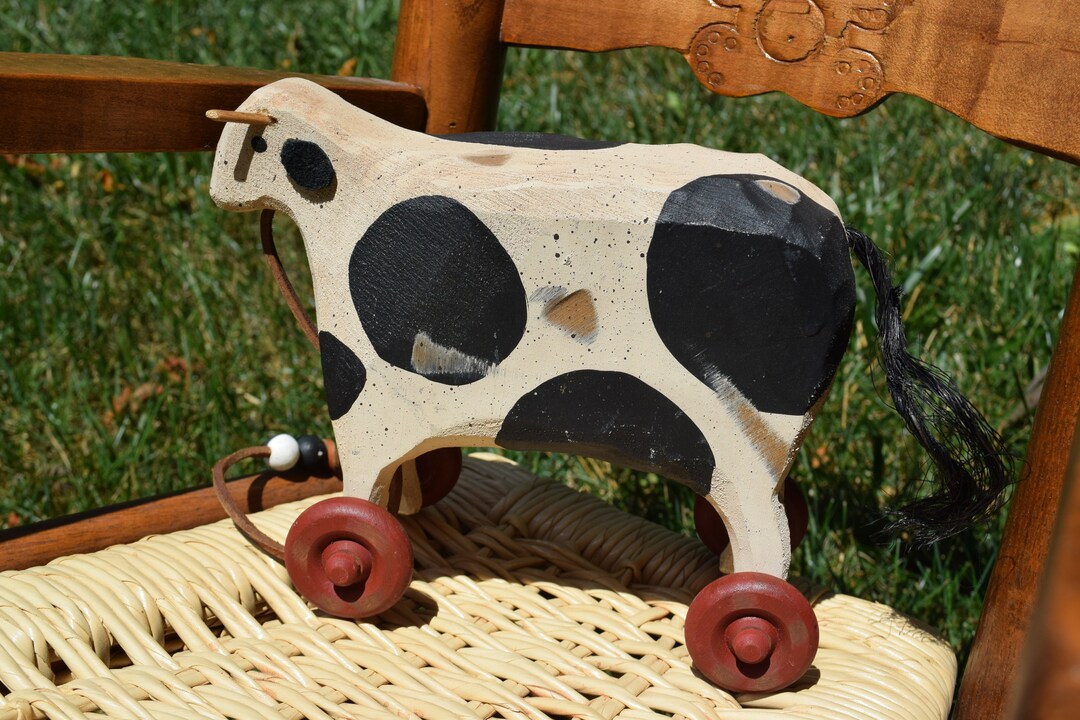 Wooden Cow Pull Toy - Etsy