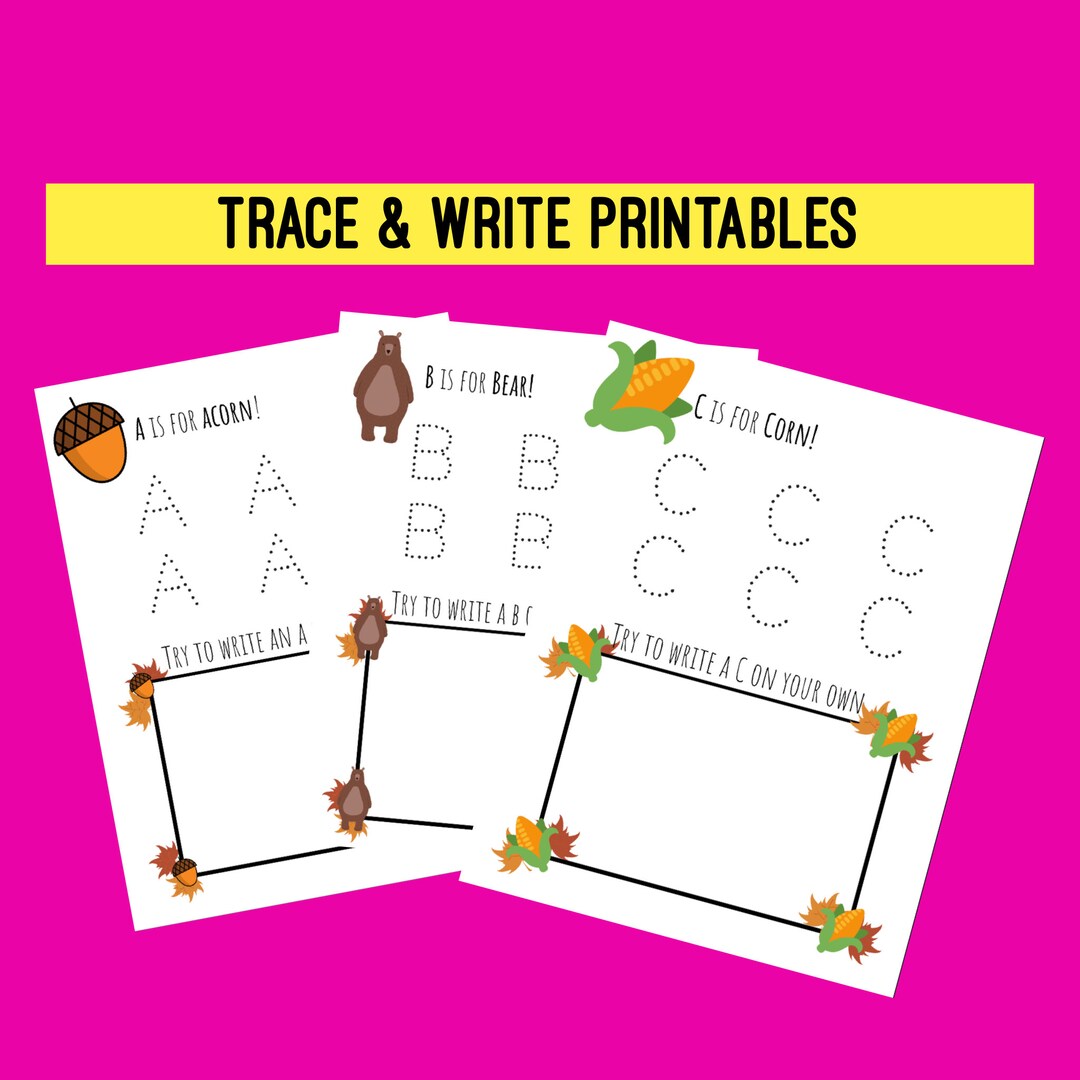 Fall Alphabet Trace and Write Printables | Preschool | Kindergarten | A ...