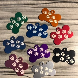 Walking Paw Bone Dog Tag | Custom Personalized Engraving Pet ID Tag ...