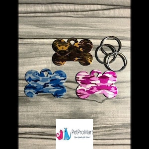 Engraved Camo Bone Pet ID Tag | Aluminum Dog Tag - Etsy