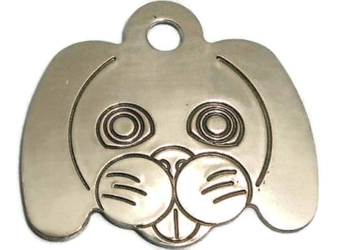 Durable Solid Brass Dog Face Pet ID Tag | Personalized Engraved Brass ...