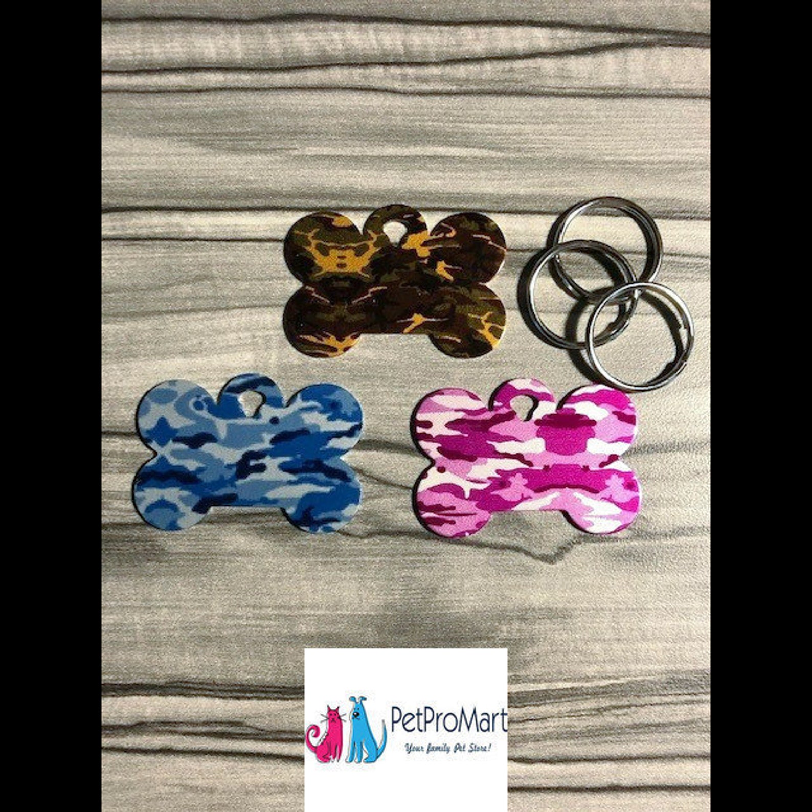 Designer Camo Bone Tags | Personalized Engraved Camouflage Bone Pet ID ...
